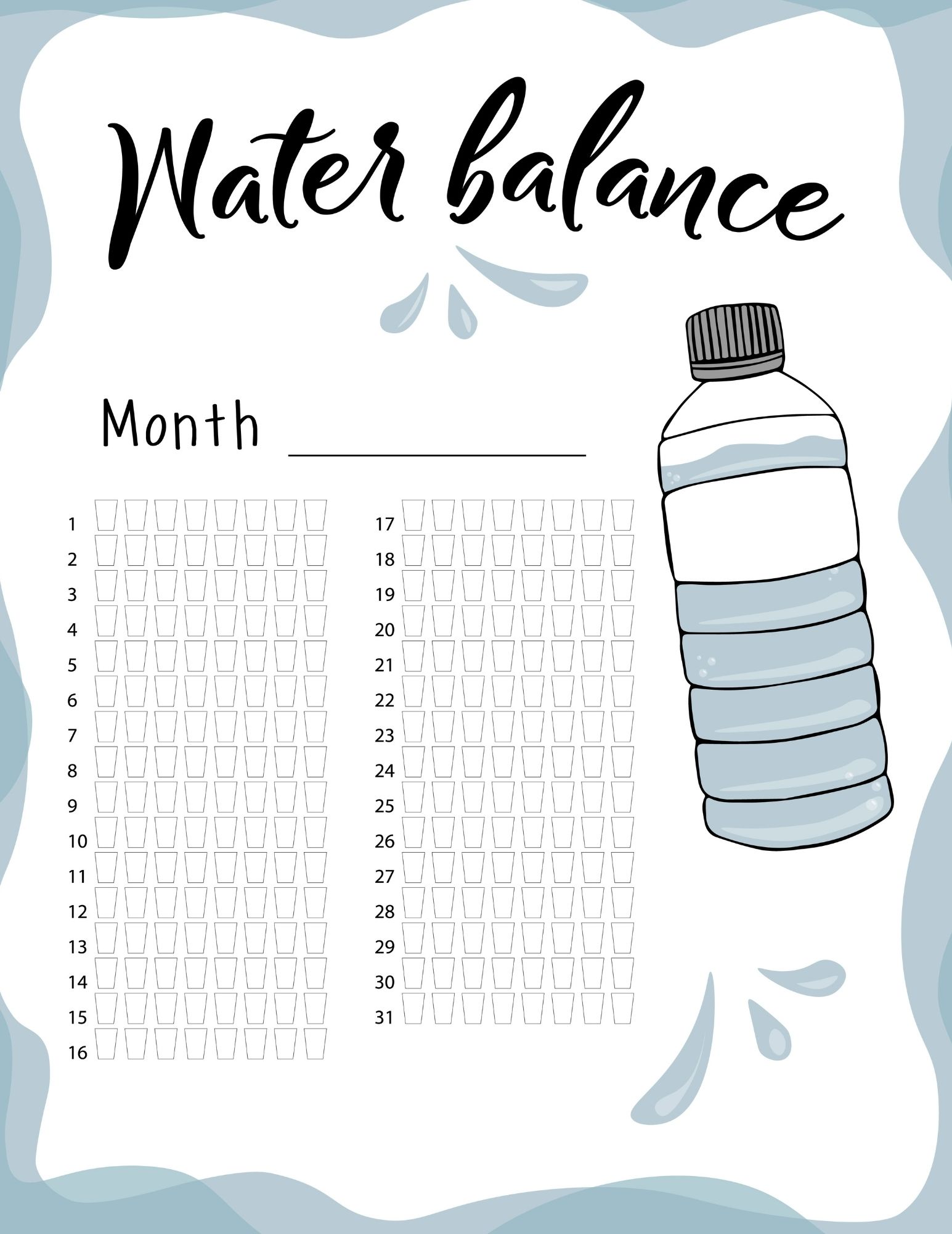 Printable Fluid Intake Chart Template